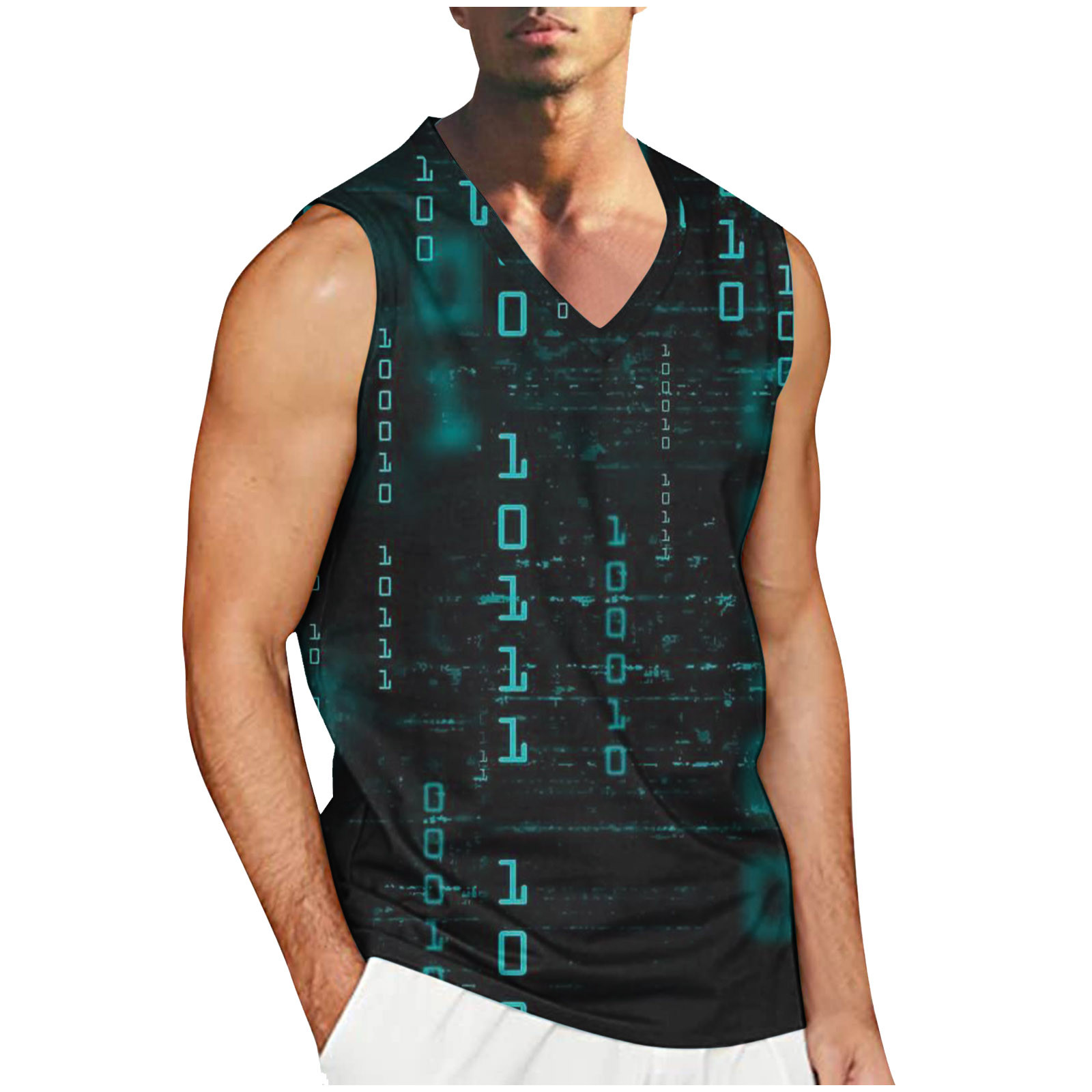 Dianli Mens Tank Top Tunic V Neck Summer Beach Vacation Loose Fit Sleeveless Casual Graphic Tank ...