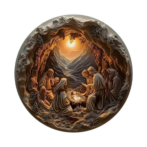 Dianli Nativity Scene Christmas Ornament 8x8cm Acrylic Flat Car Hanging Decoration Double-Sided ...