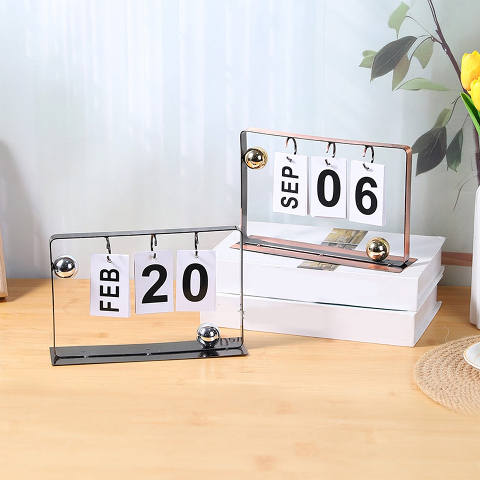 Dianli Office Desk Perpetual Flip Calendar Reusable Iron Metal Tabletop ...
