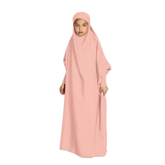 Dianli Ramadan Eid Girls Muslim Modest Spliced Long Dress With Cuff Hat ...