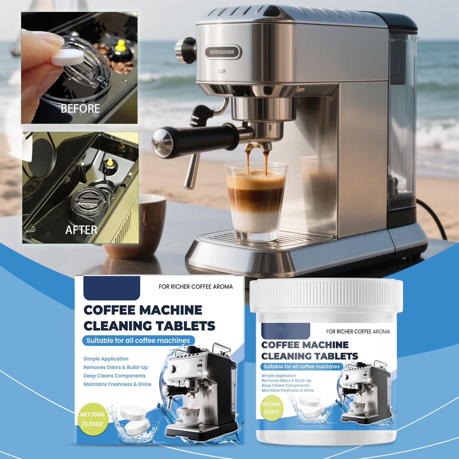 Dianli Savings Coffee Machine Cleaning Tablets Effervescent Descaling ...