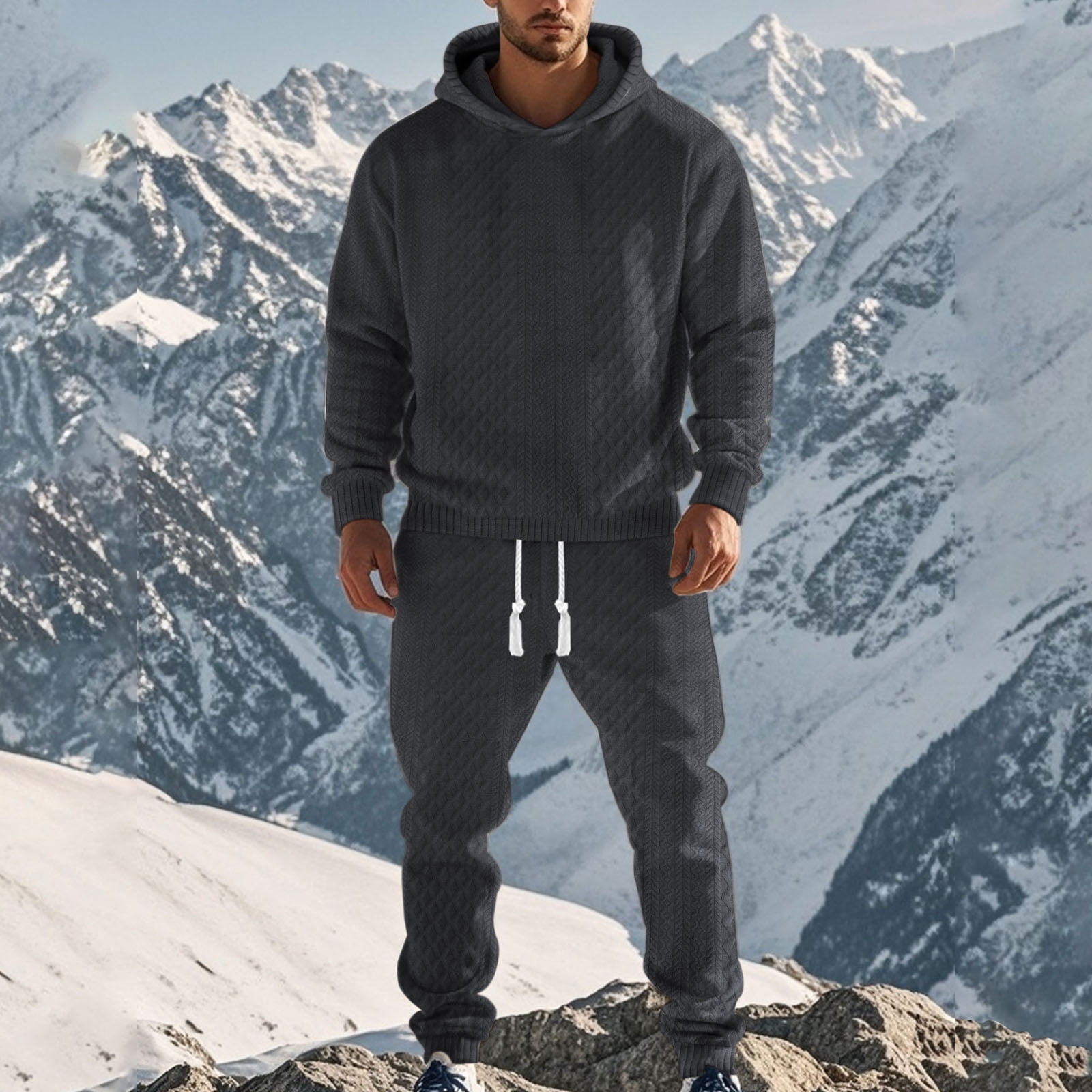 Dianli Savings Track Suits Mens Men’s Solid Color Hoodie Set Long ...