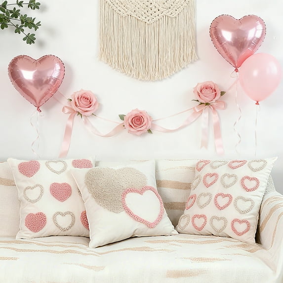 Dianli Scandinavian Velvet Heart Embroidery Pillow Cover 17.7x17.7 in ...