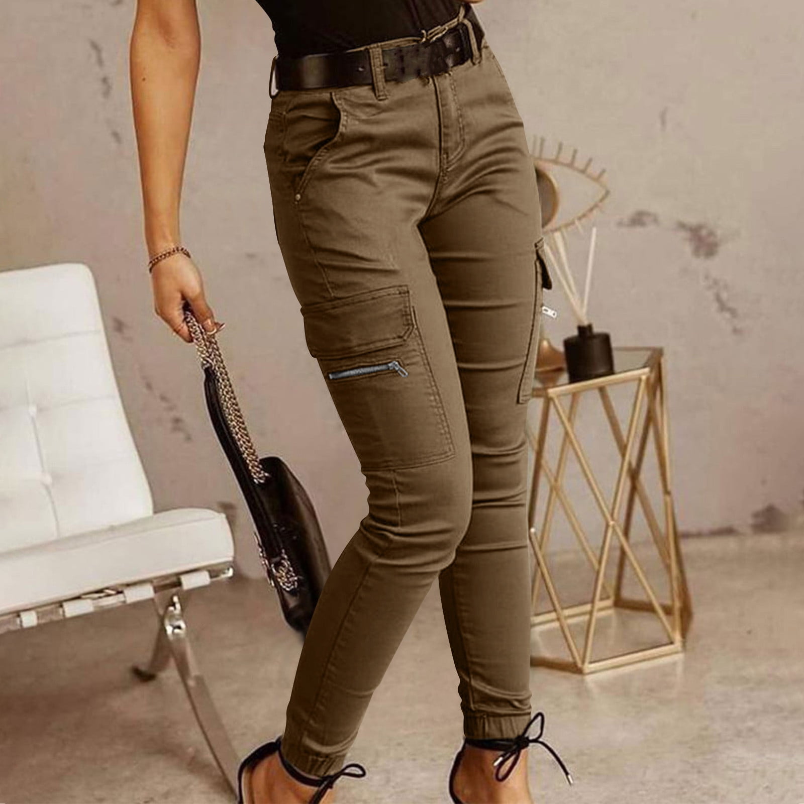 Dianli Solid Long Cargo Pants Fashion Comfortable Casual Outfit with ...