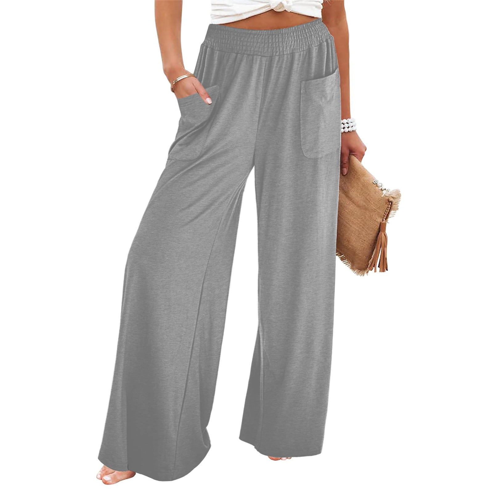 Dianli Solid Long Wide Leg Pants Flare Pants Outfit Holiday Deals Women ...