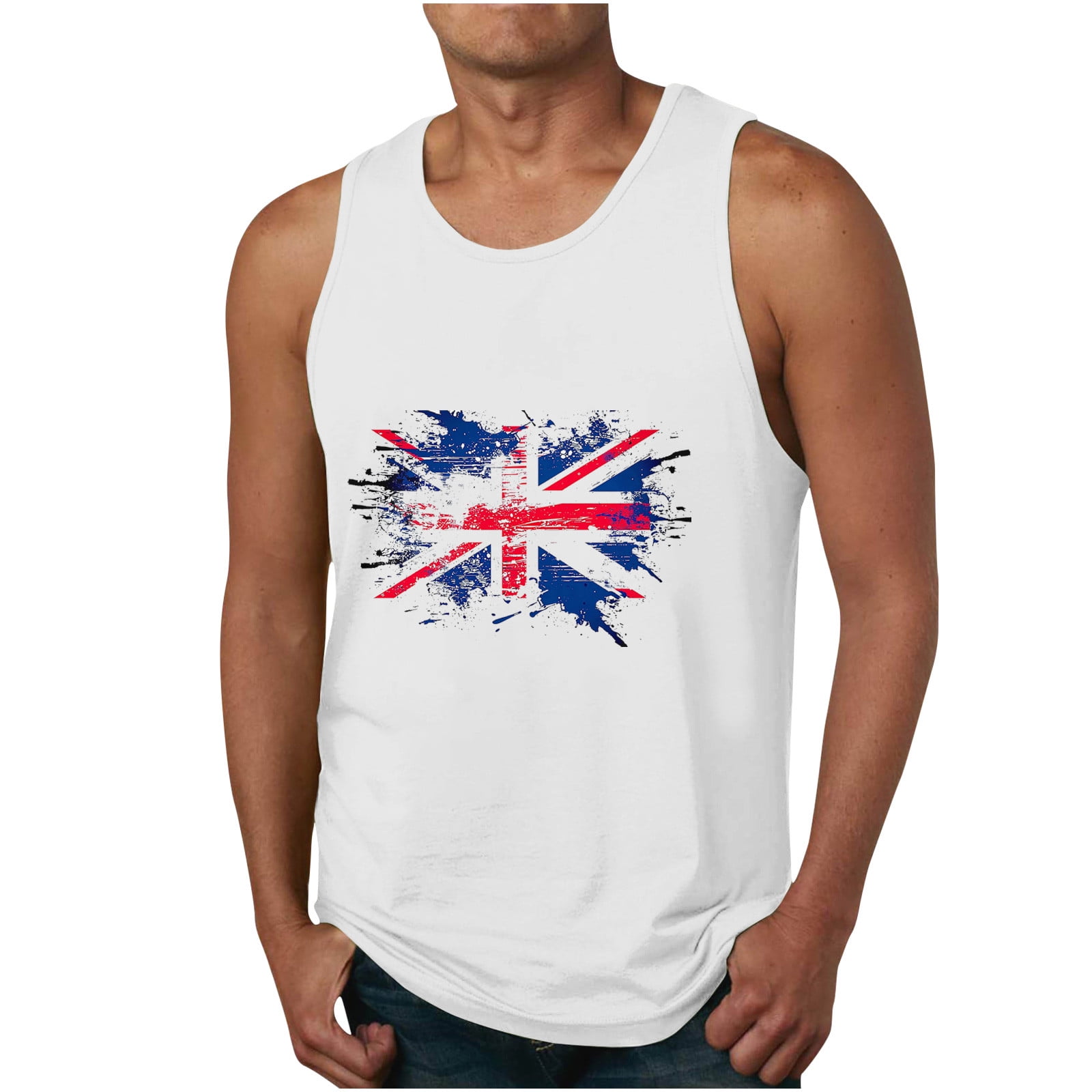 Dianli Men’s Performance Tank Tunic Crew Neck Summer Beach Loose Fit Sleeveless Casual 4th of ...