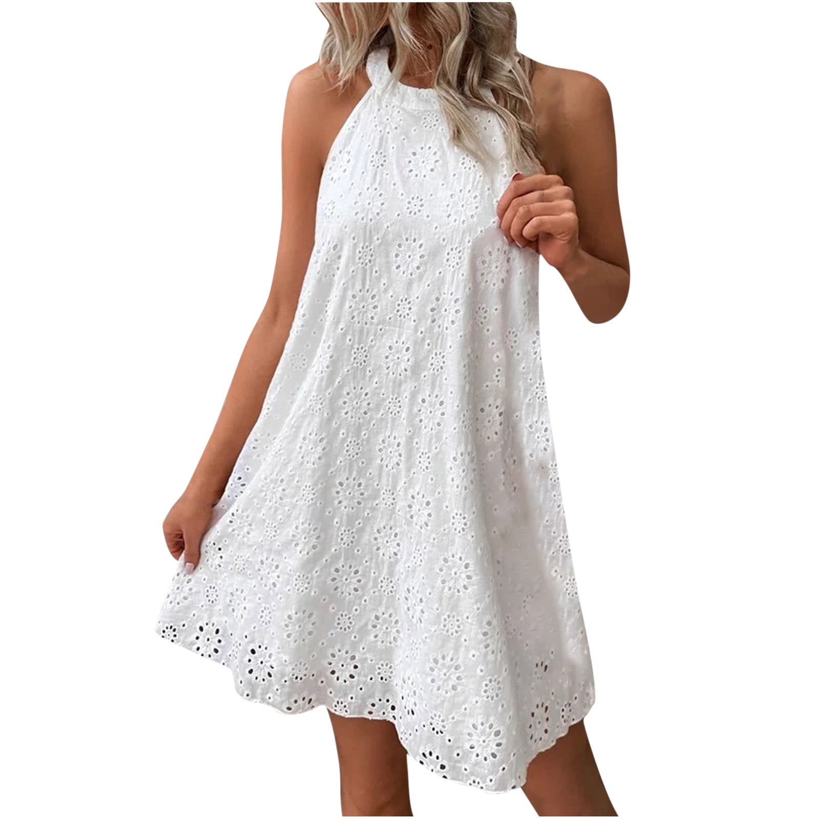 Dianli Sundresses for Women Beach Sexy Lace Hollowed off Shoulder ...
