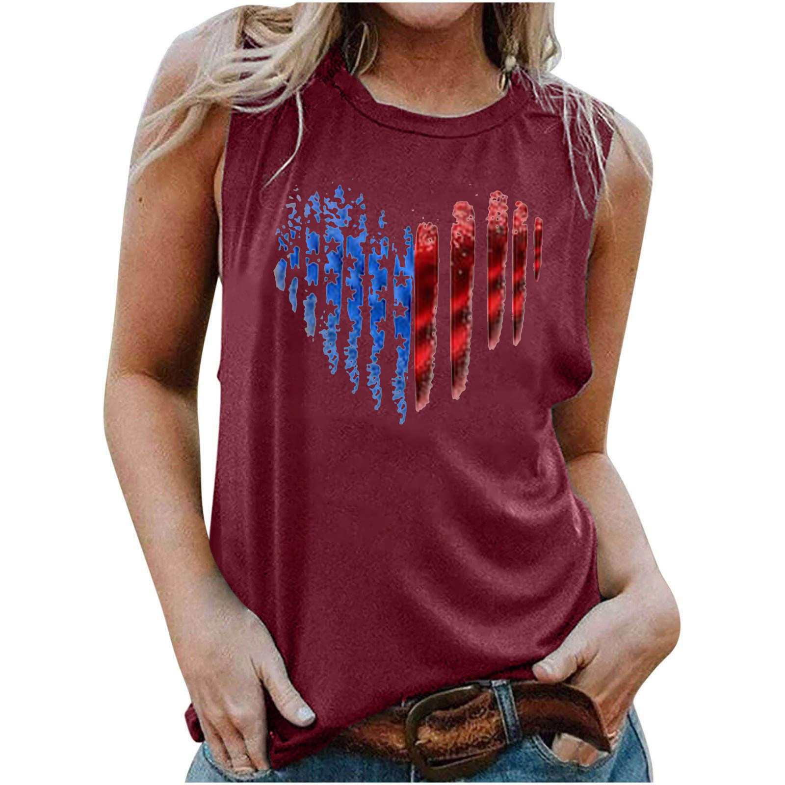 Dianli Tank Top for Women 4th of July Plush Womens Tops Sleeveless ...