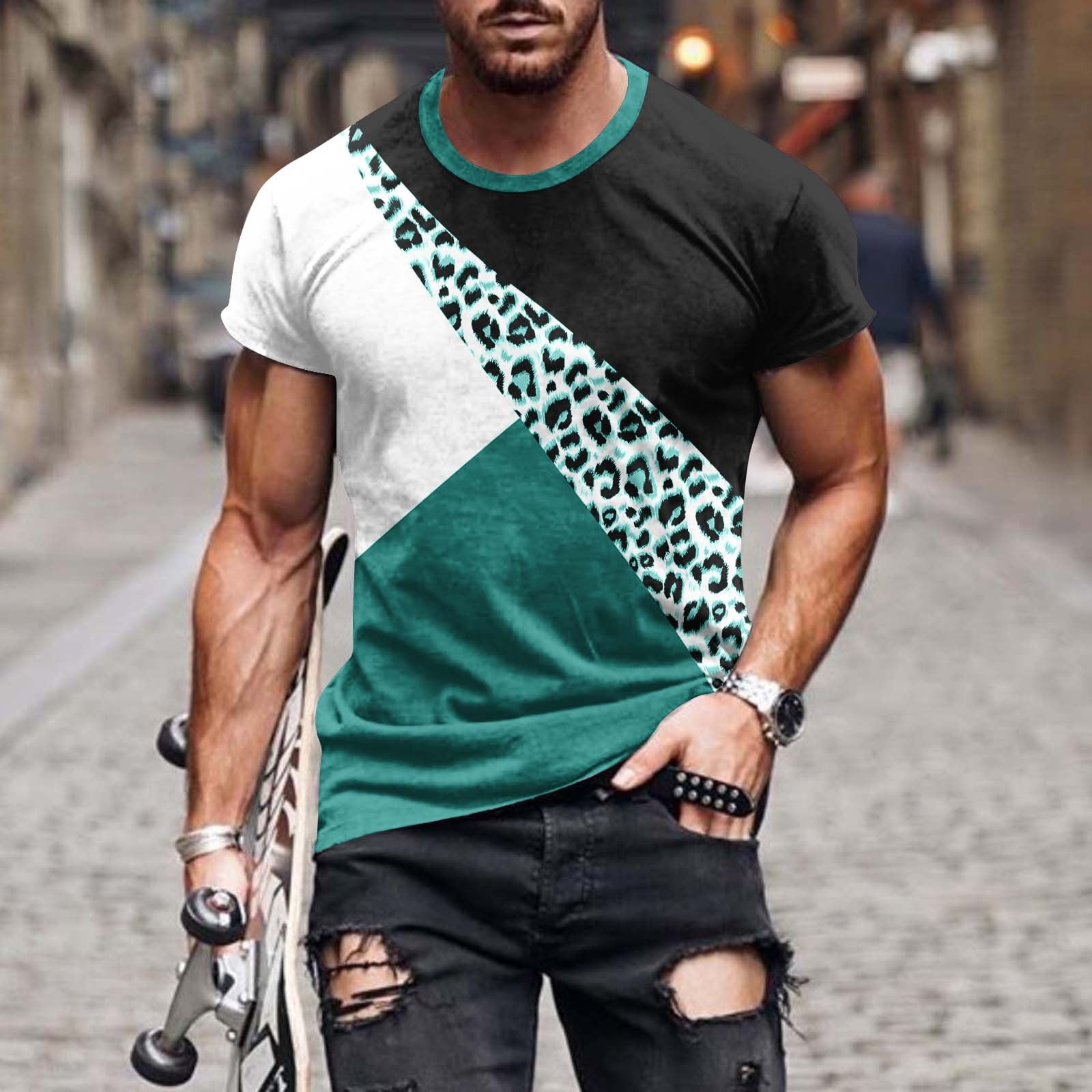 Dianli Tshirts Shirts for Men Graphic Plus Size T Shirts Lapel Collar ...