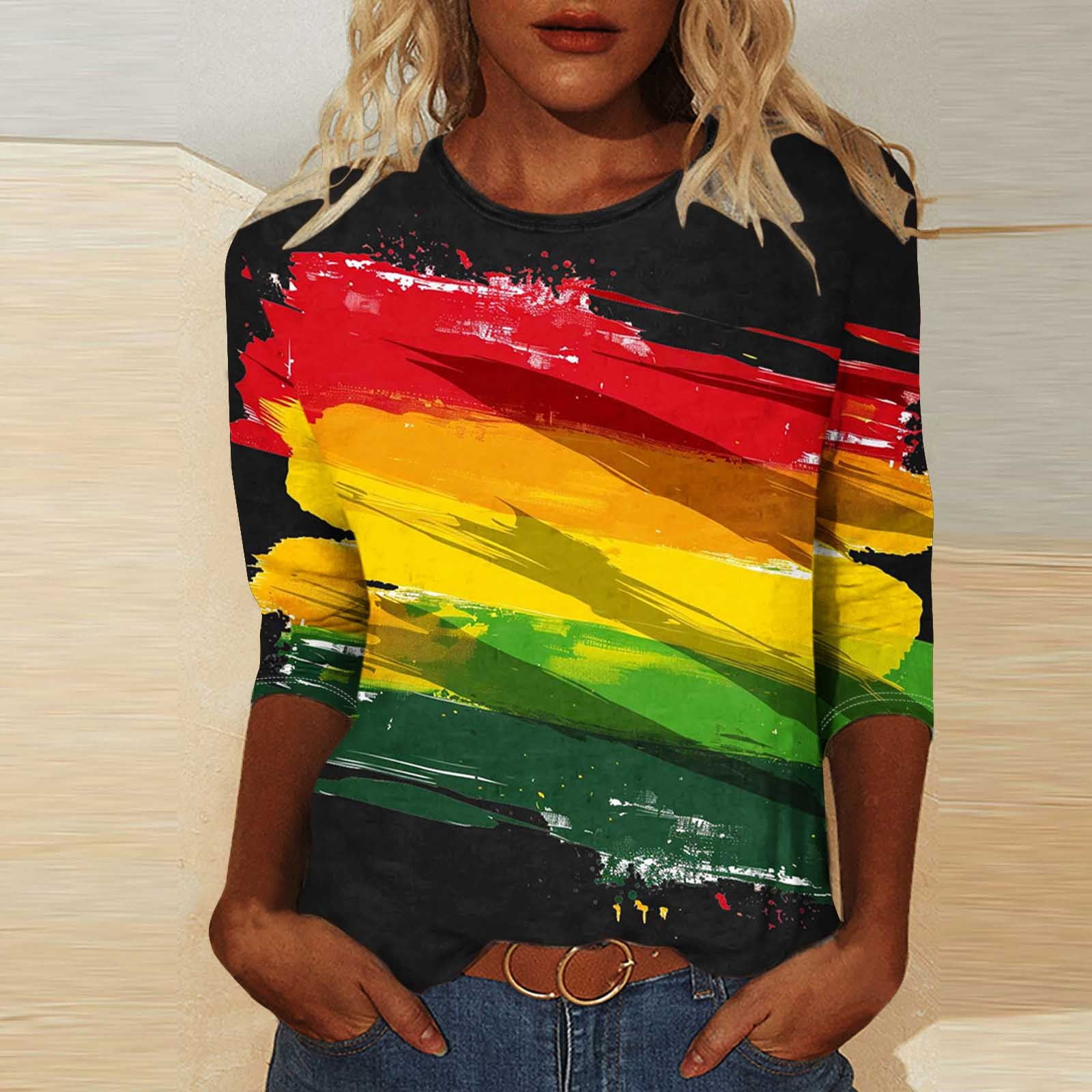 Dianli USA Flag Stars Stripes Print Going out Tops for Women T-Shirts ...