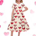 Dianli Valentine's Day Girls Dress Printed V-Neck Folded Collar Short ...