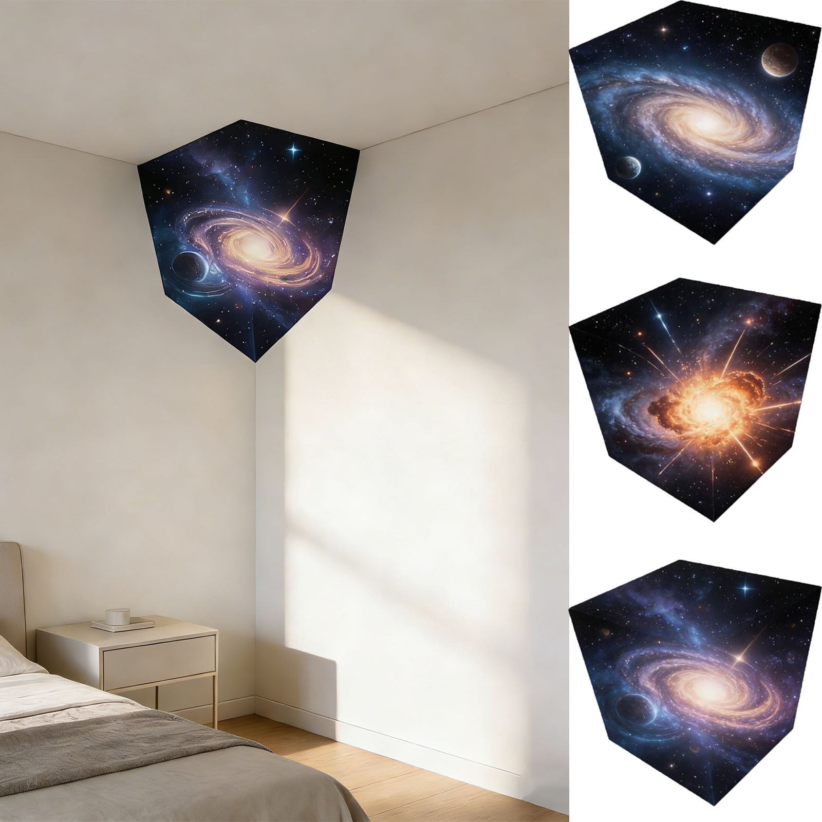 Dianli Wall Decal 3D Corner Sticker Starry Sky Visual Effect Peel and ...