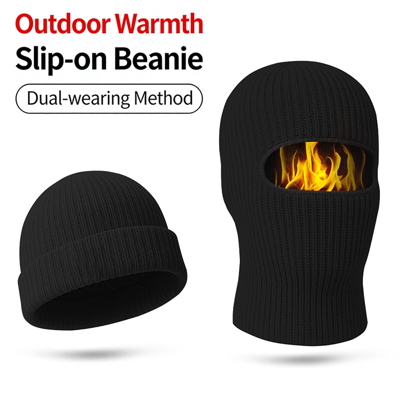 Dianli Winter Ski Gear Men's Knit Balaclava Hat and Scarf Combo Thermal ...