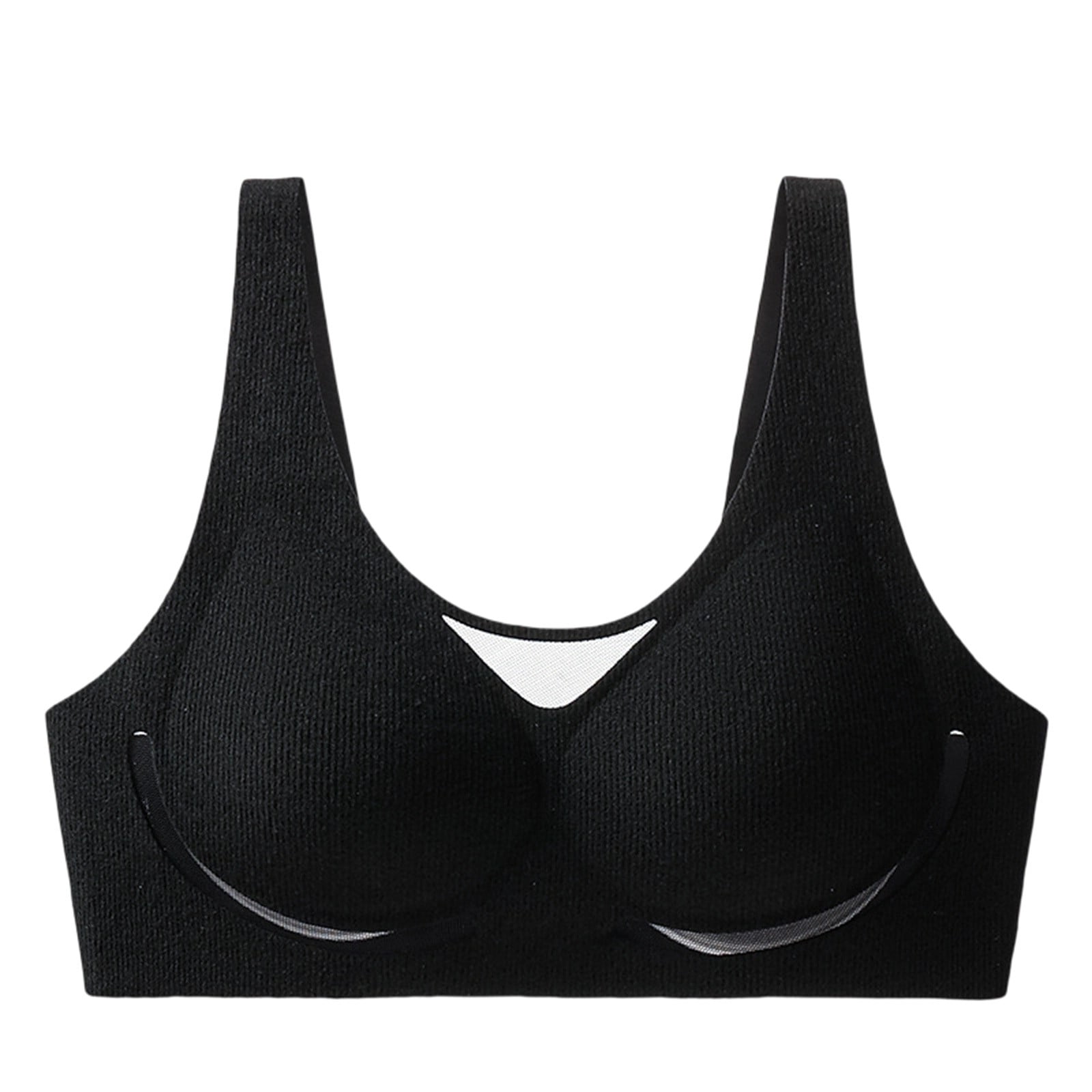 Dianli Wireless Bra Women's Solid Color Gathered Daily Bra Ruched Front ...