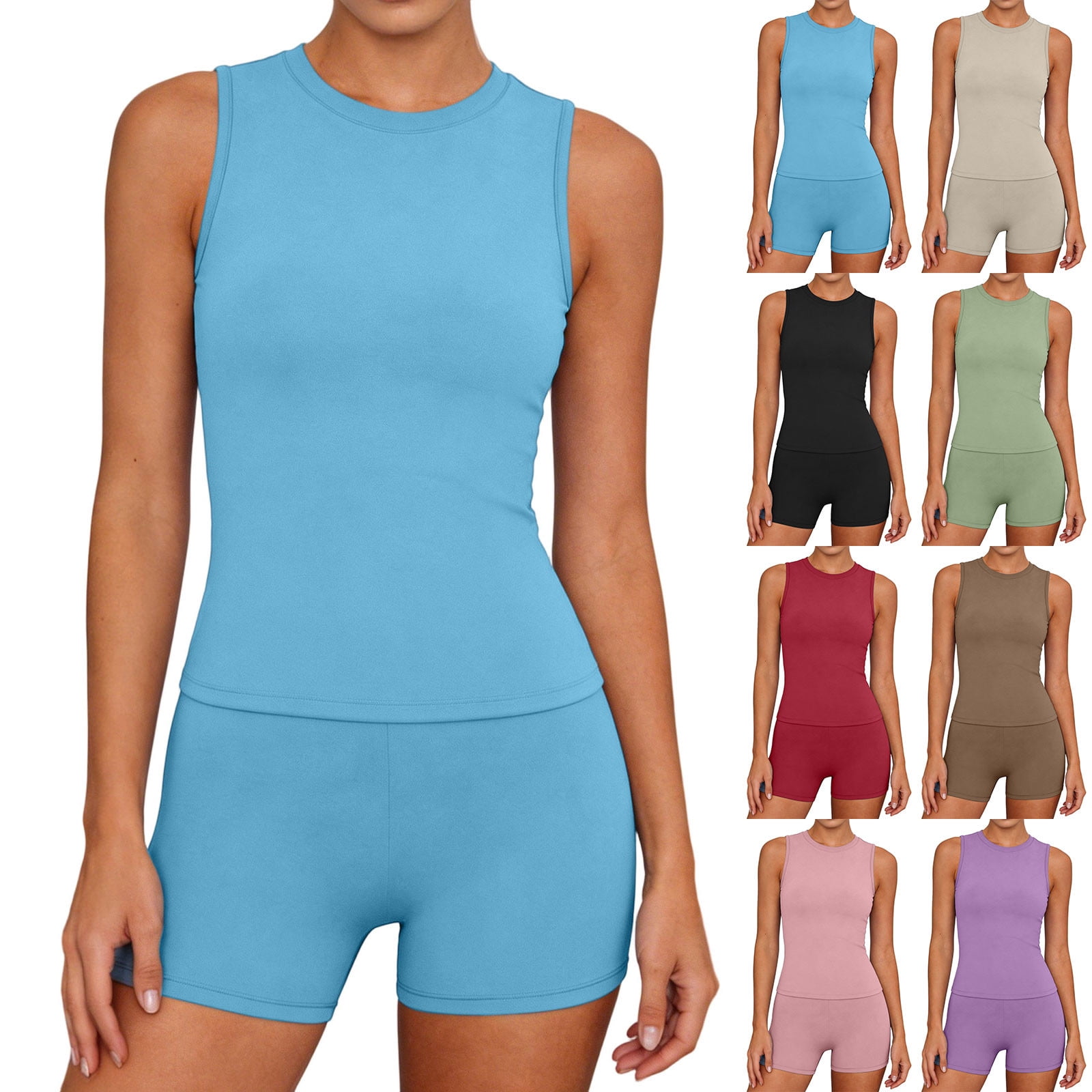 Dianli Women’s Two-Piece Workout Set, Sleeveless Tank Top and High ...