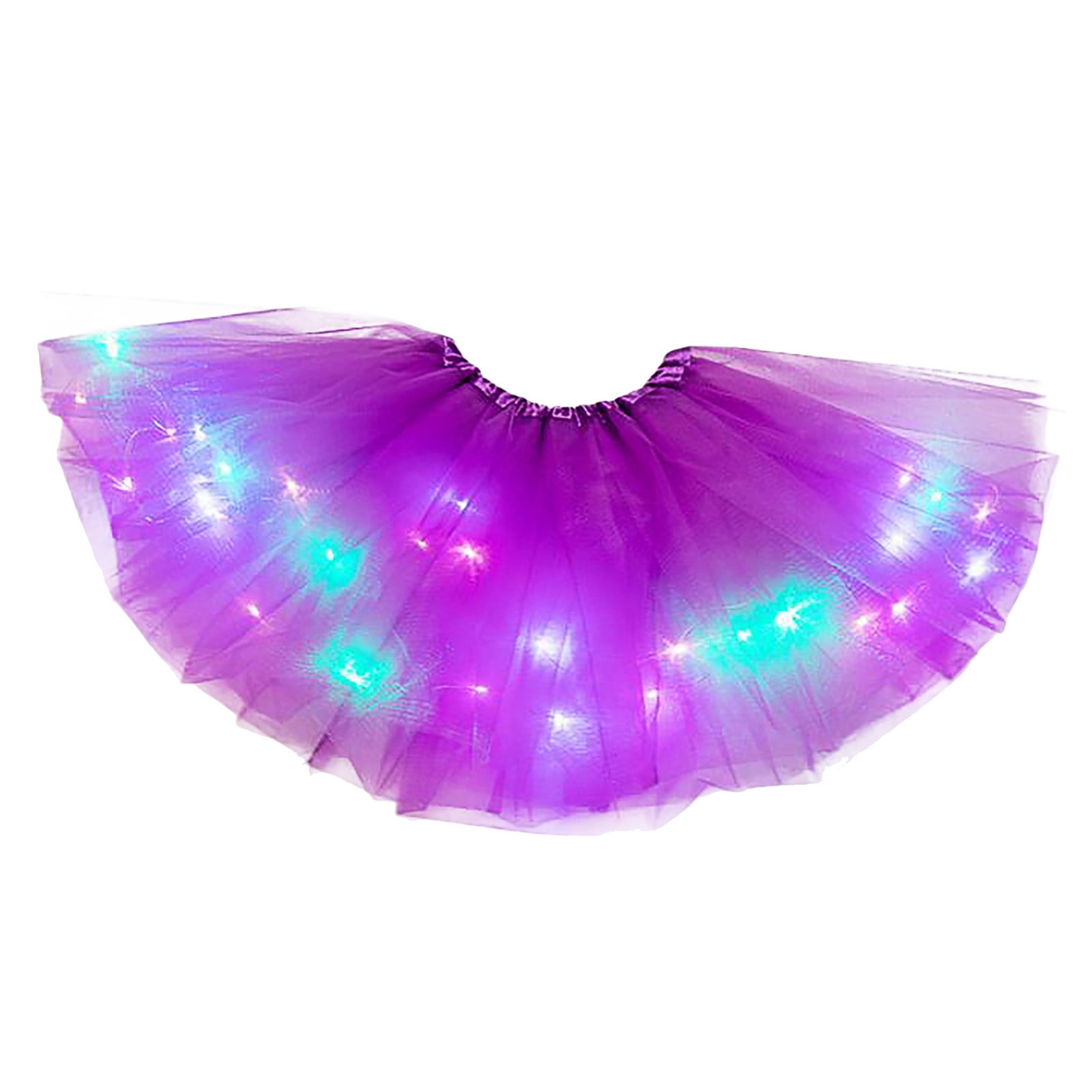 Dianli Womens Skirts Solid Mini Summer Skirt LED Light Up Tutus Layered ...