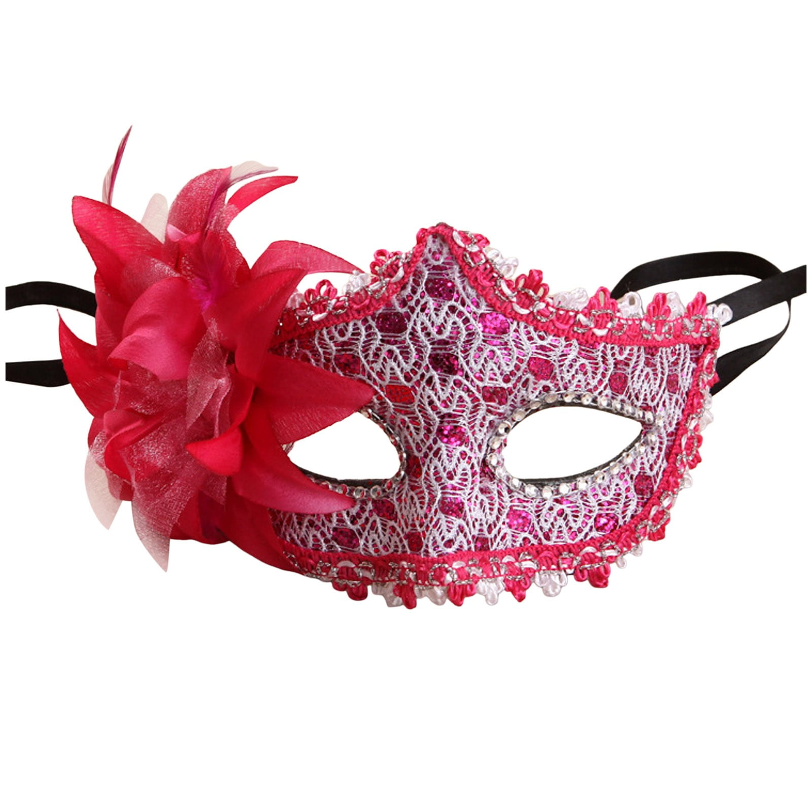 Dianopex Mask Masquerade Masks Women Rhinestone Feather Flower Side ...