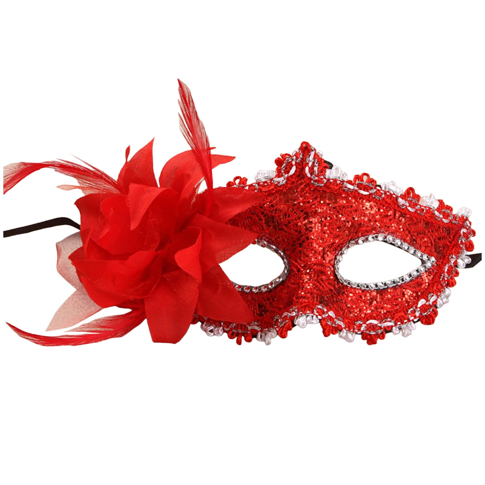 Dianopex Mask Masquerade Masks Women Rhinestone Feather Flower Side ...