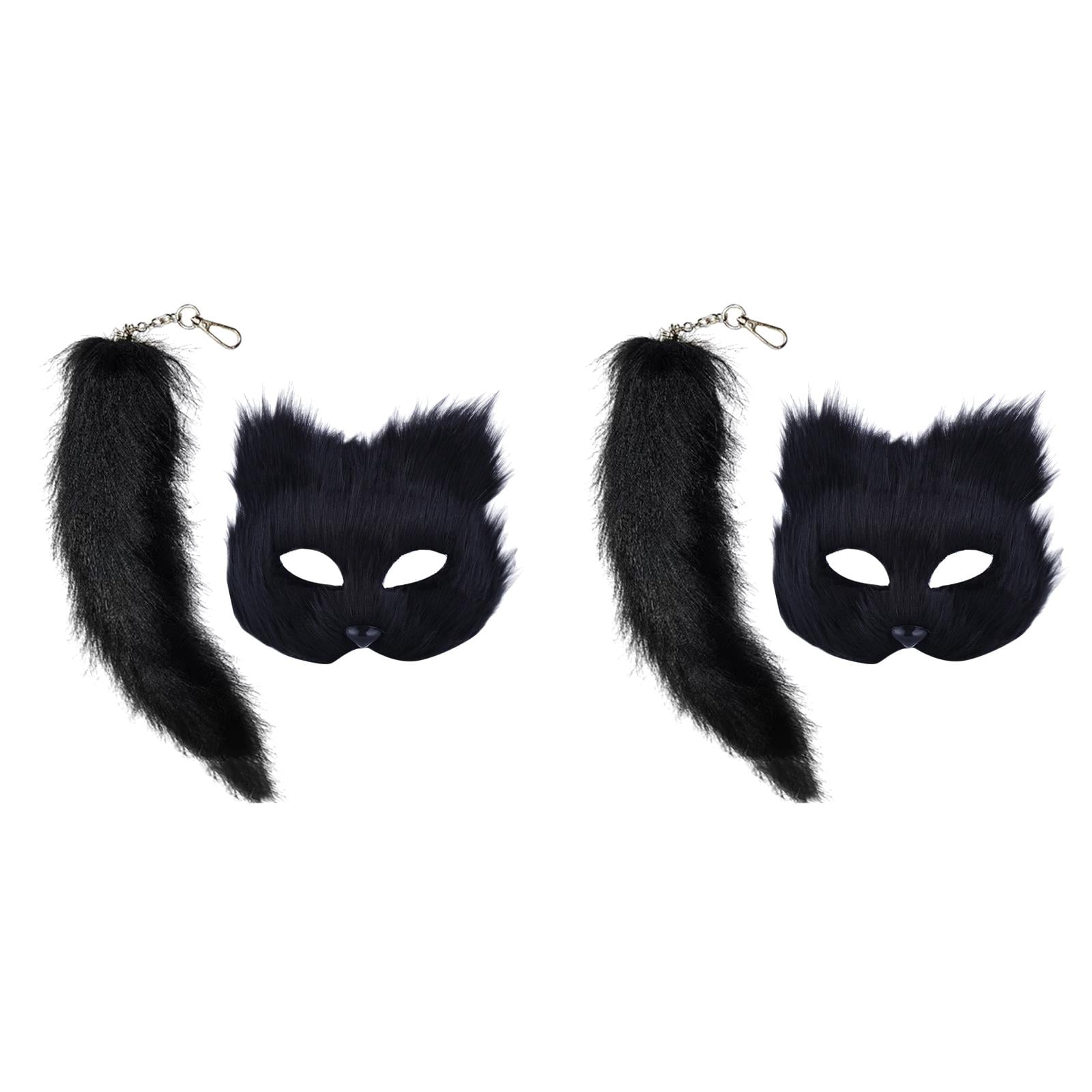 Dianopex Masquerade Mask and Tail Half Face Mask Cat Masquerade Mask ...