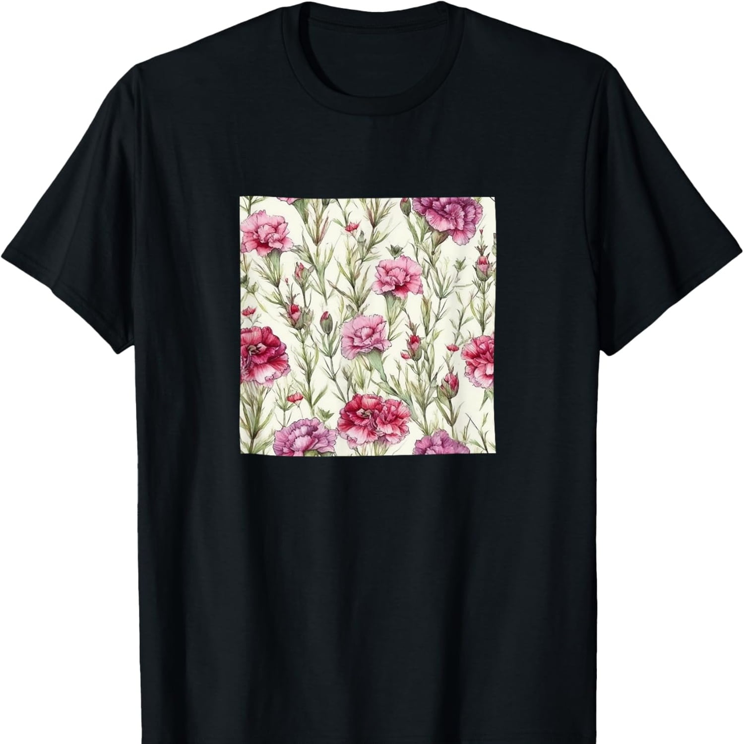 Dianthus Watercolor Wildflower Pattern Graphic T-S1Hirt - Walmart.com
