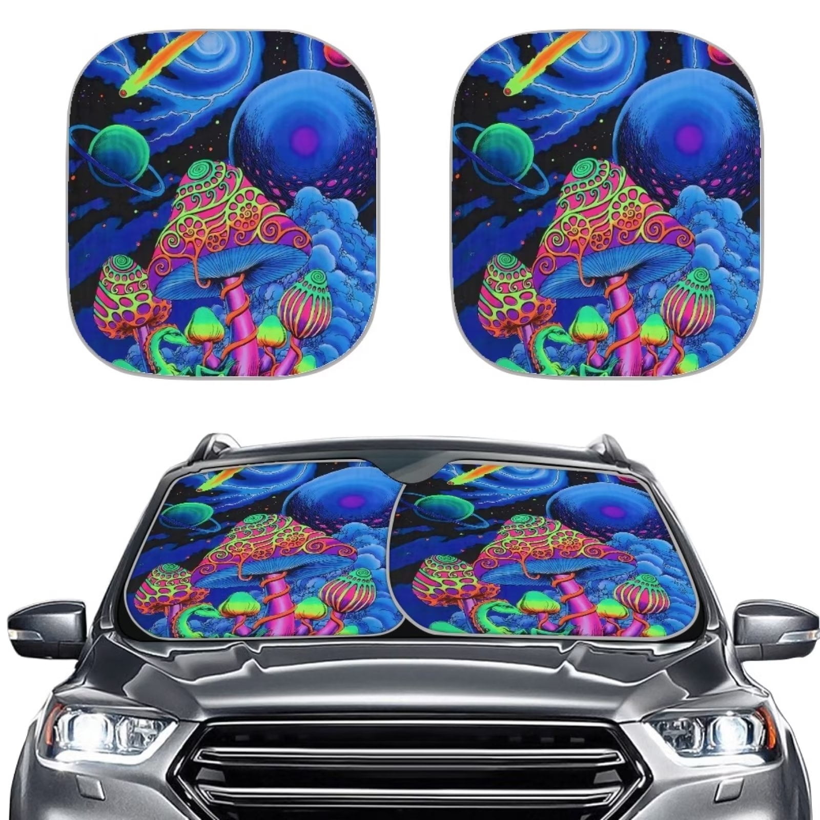 Diaonm Aesthetics Mushroom Pattern Windshield Shades for Most Sedans ...