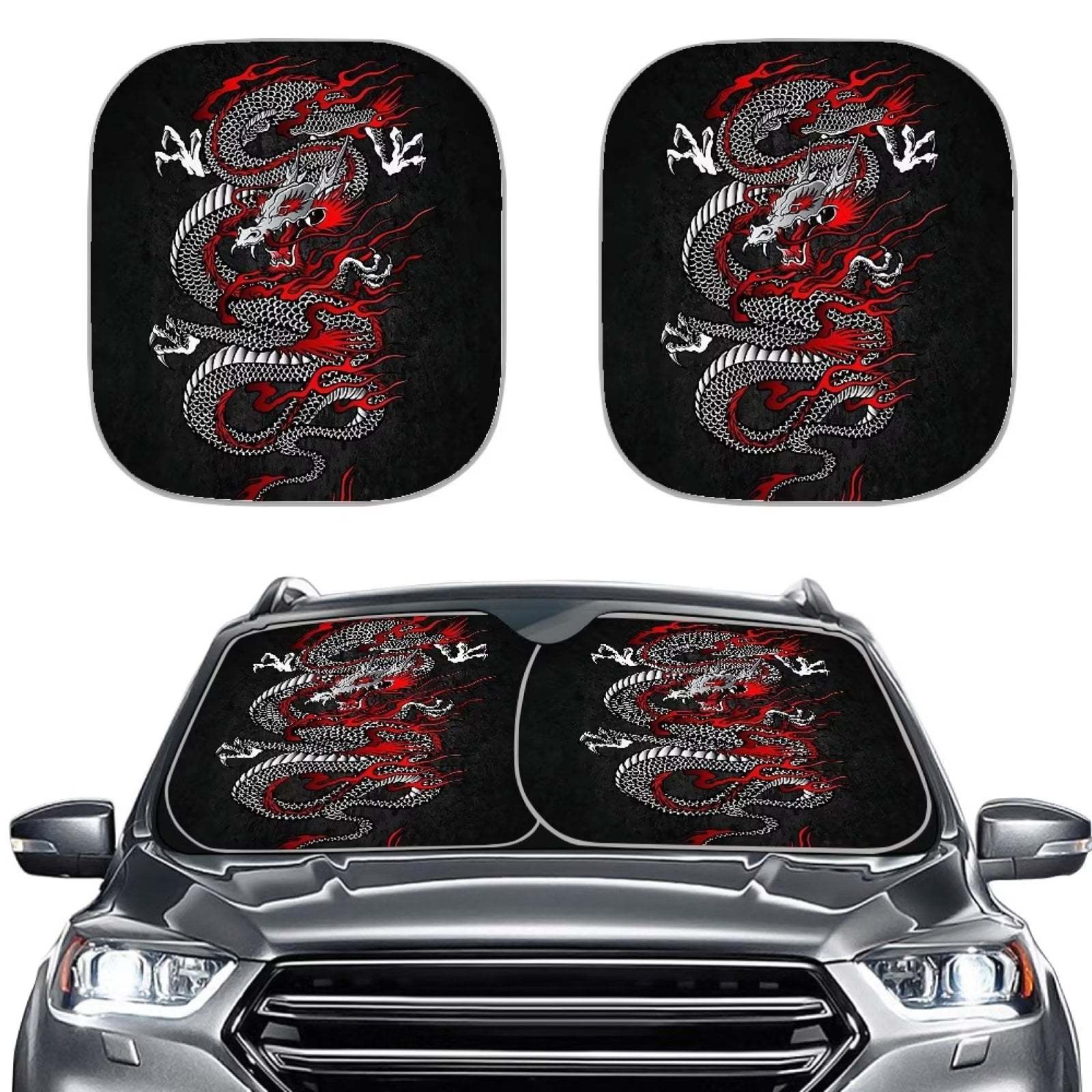 Diaonm Black Dragon Sunshade Foldable Car Windshield Sun Shades UV ...