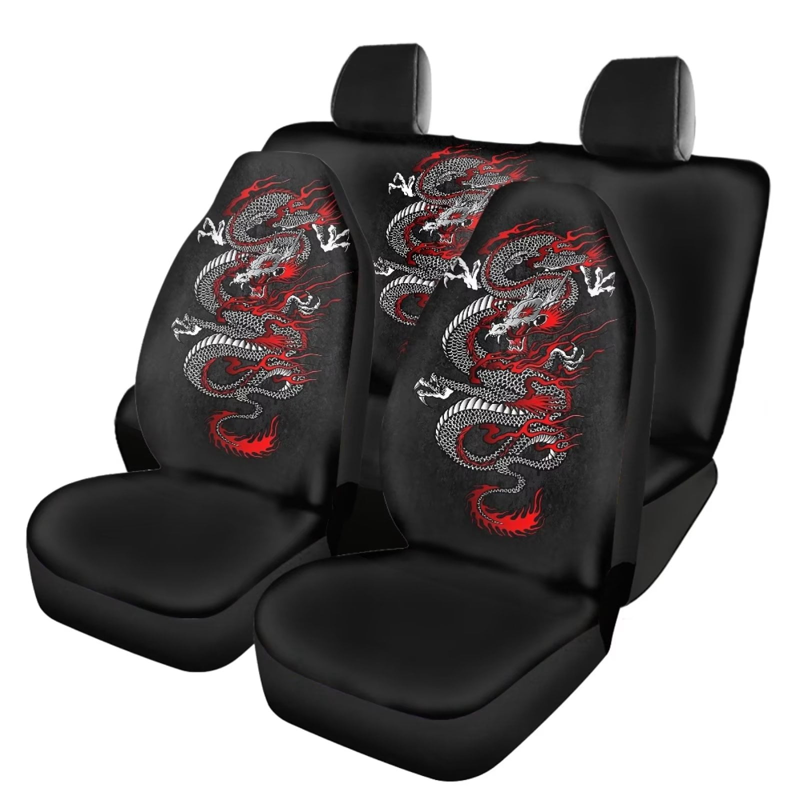 Diaonm Black Oriental Dragon Auto Seat Cover Protector Nonslip Front ...