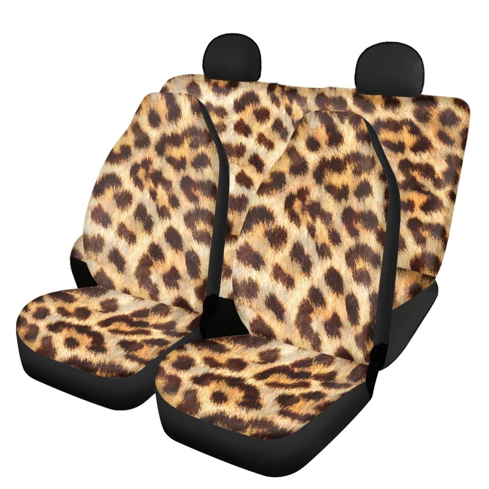 Diaonm Brown Leopard Print Car Driver Seat Covers Accessories,4 Pieces ...