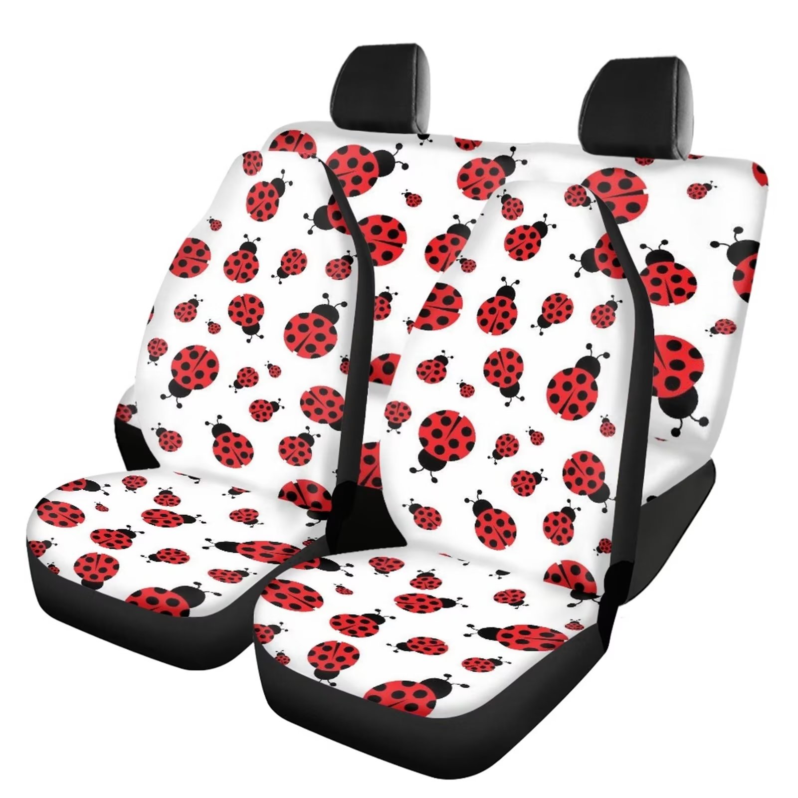 Diaonm Cartoon Ladybug Print Car Front/Rear Seat Covers,Full Set of 4 ...