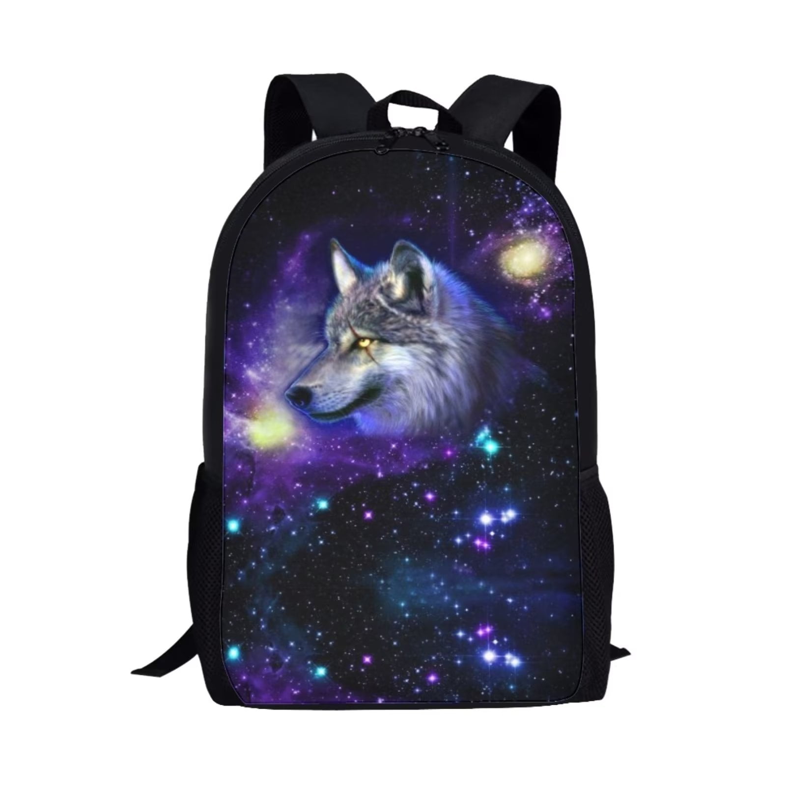 Diaonm Cosmic Starry Wolf Print Children School Book Bag Kids Printing ...