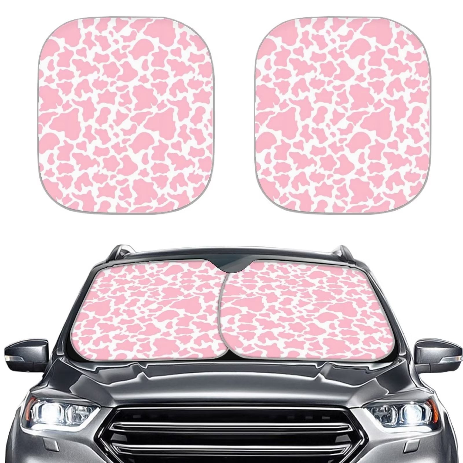 Diaonm Pink Cow Print Windshield Sun Shade Foldable Car Front Window ...