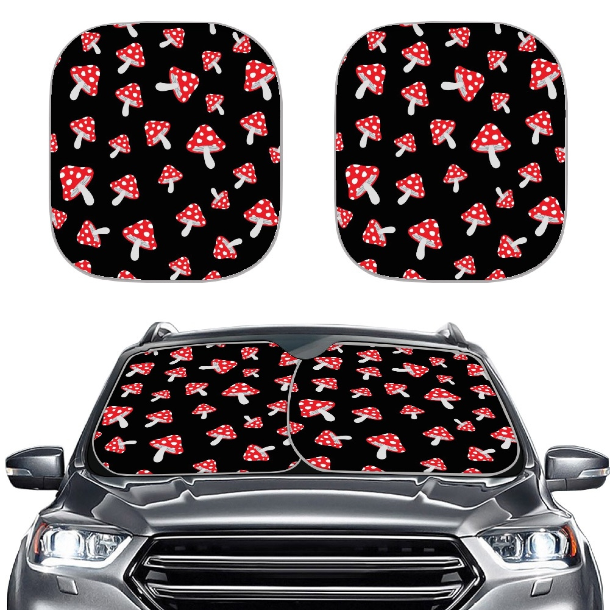 Diaonm Sun Shade Car Windshield,Aesthetic Cartoon Mushroom Design Auto ...