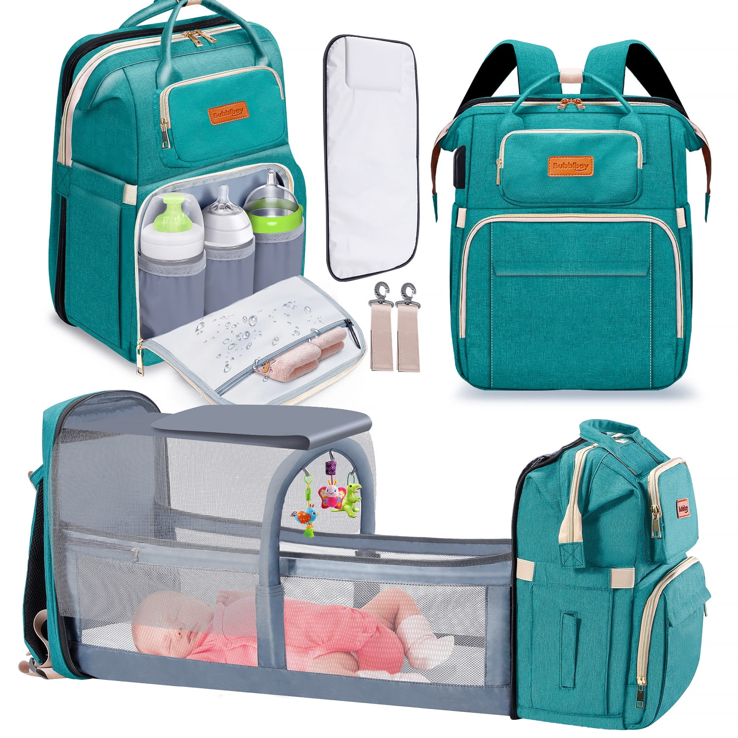 Diaper Bag Backpack, 16 Large Pockets Multifunctional Portable Baby ...