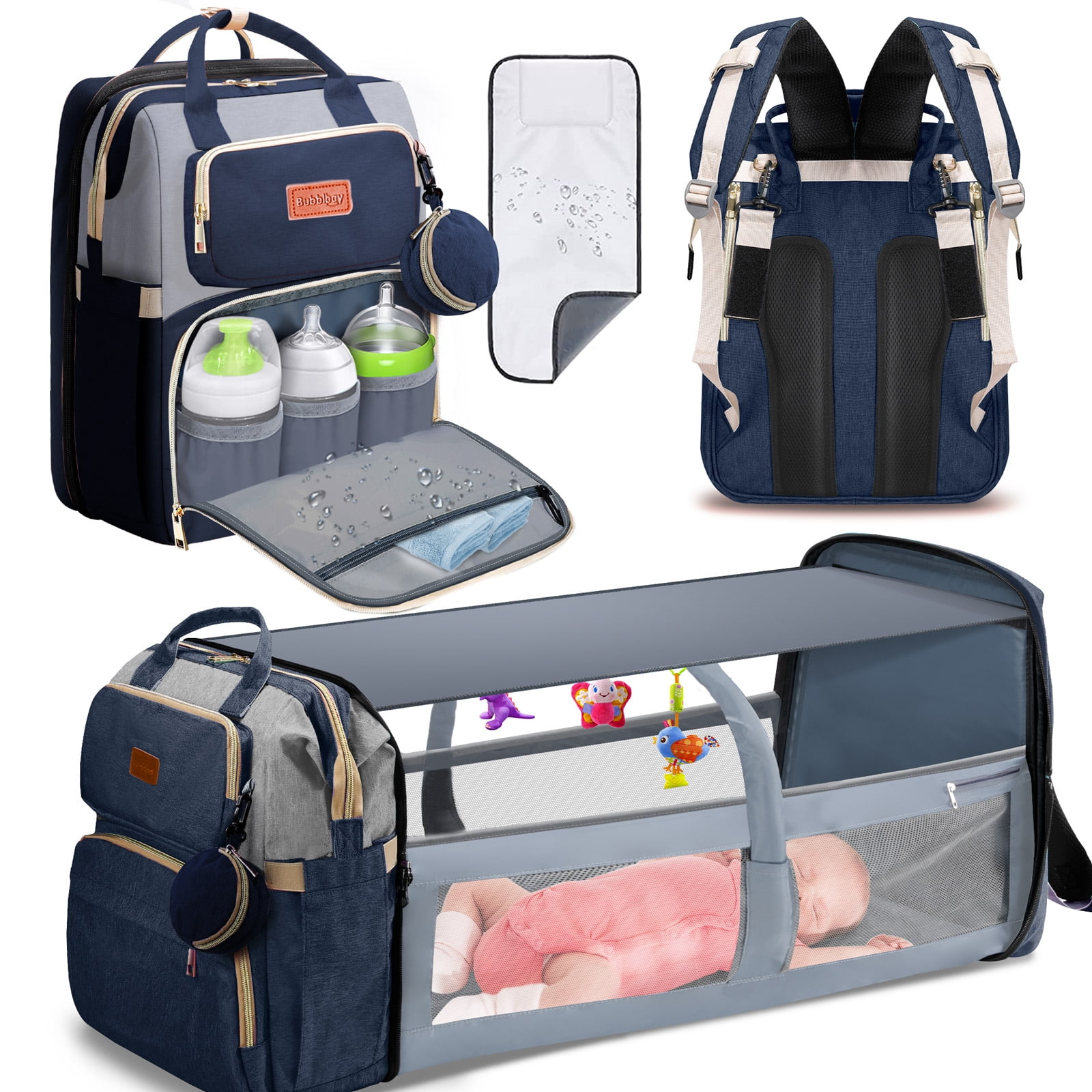 Diaper Bag Backpack, 16 Large Pockets Multifunctional Portable Baby ...