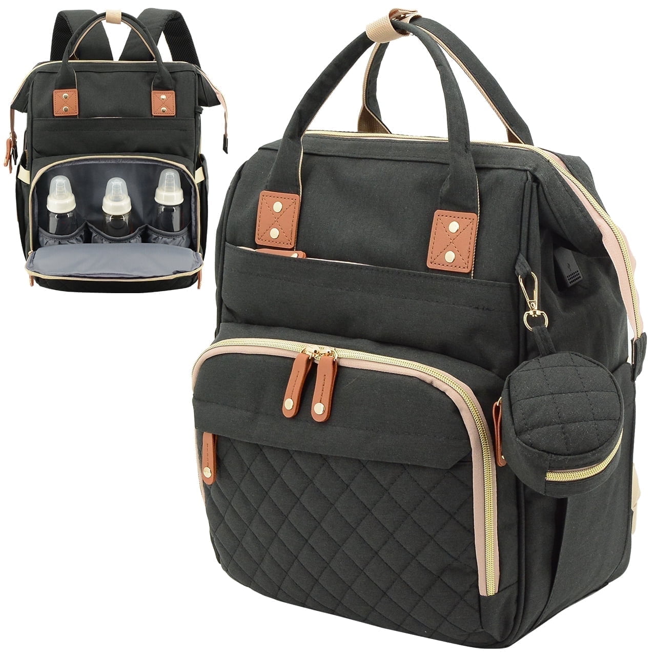 Diaper Bag Backpack, 3 in 1 Waterproof Travel Diaper Backpack,Baby ...