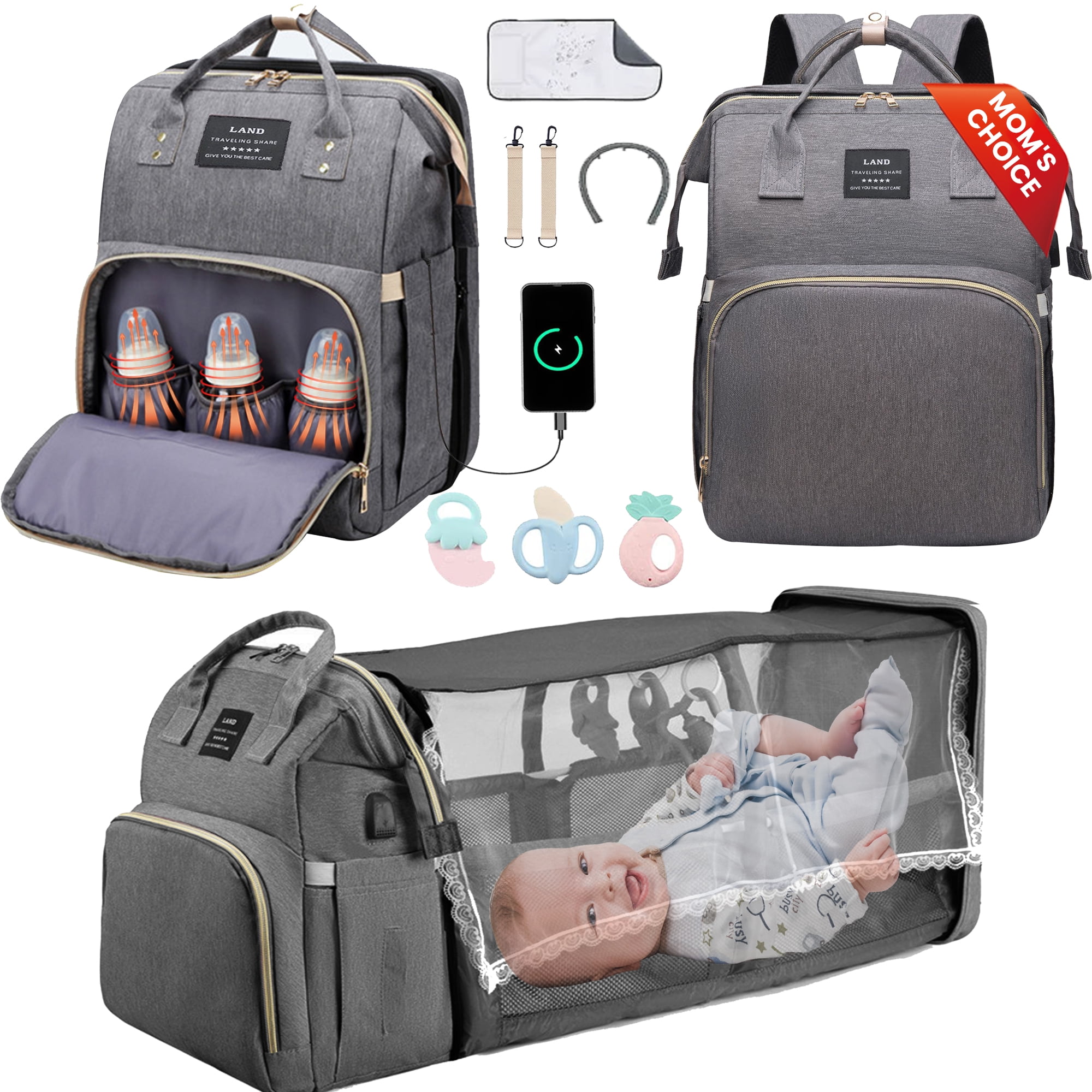 Bozvloh Large Baby Diaper Bag Backpack with USB Charging Port ...