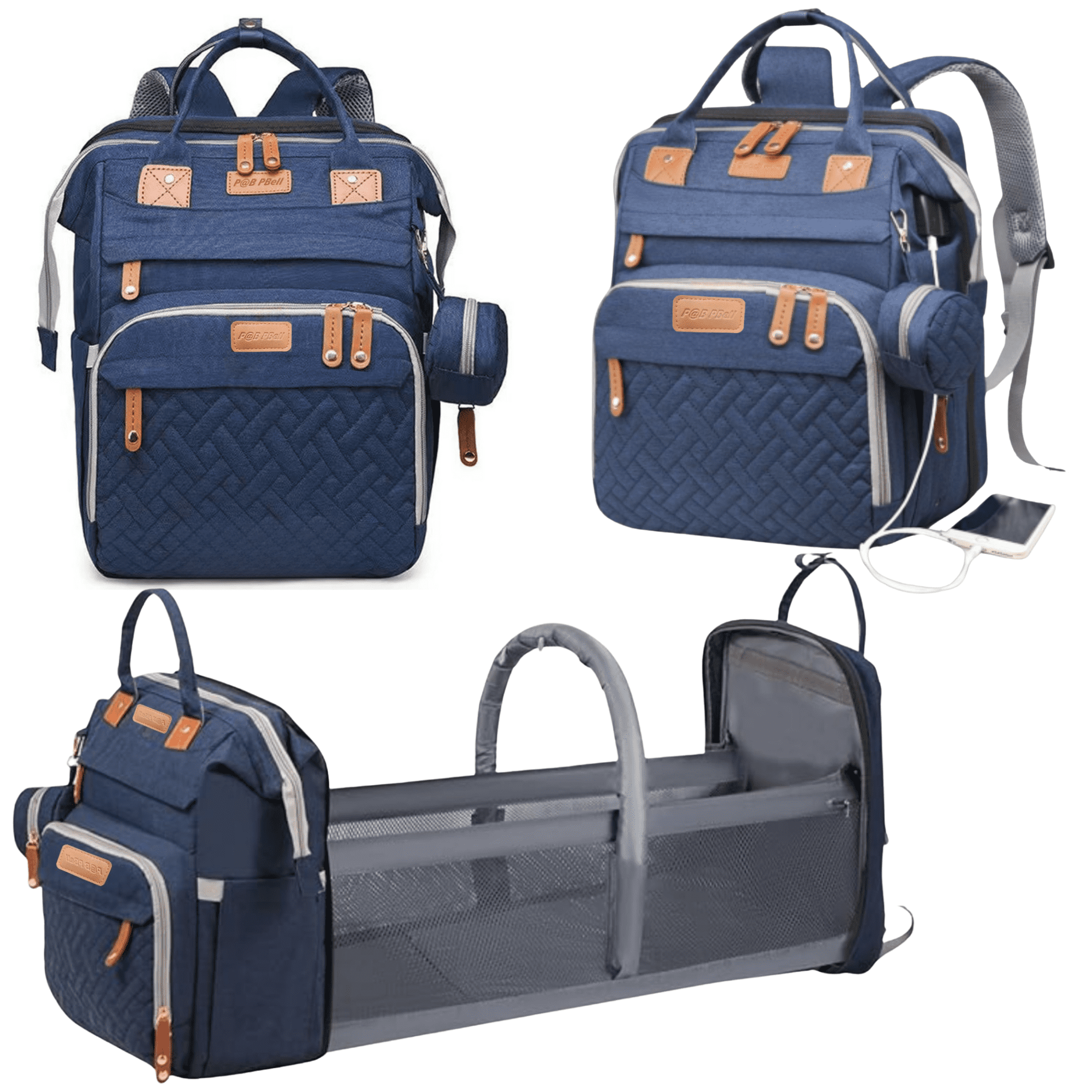 Diaper Bag Backpack Large Capacity, Waterproof Baby Bag with Changing ...