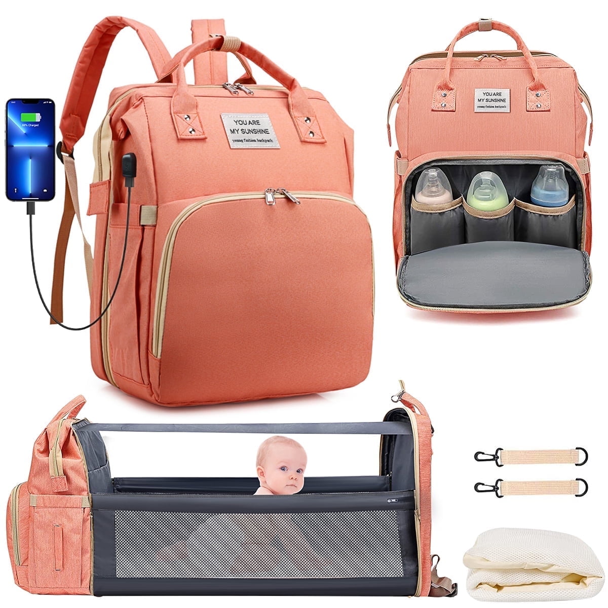 GPED Diaper Bag Backpack with Changing Station Large Capacity ...