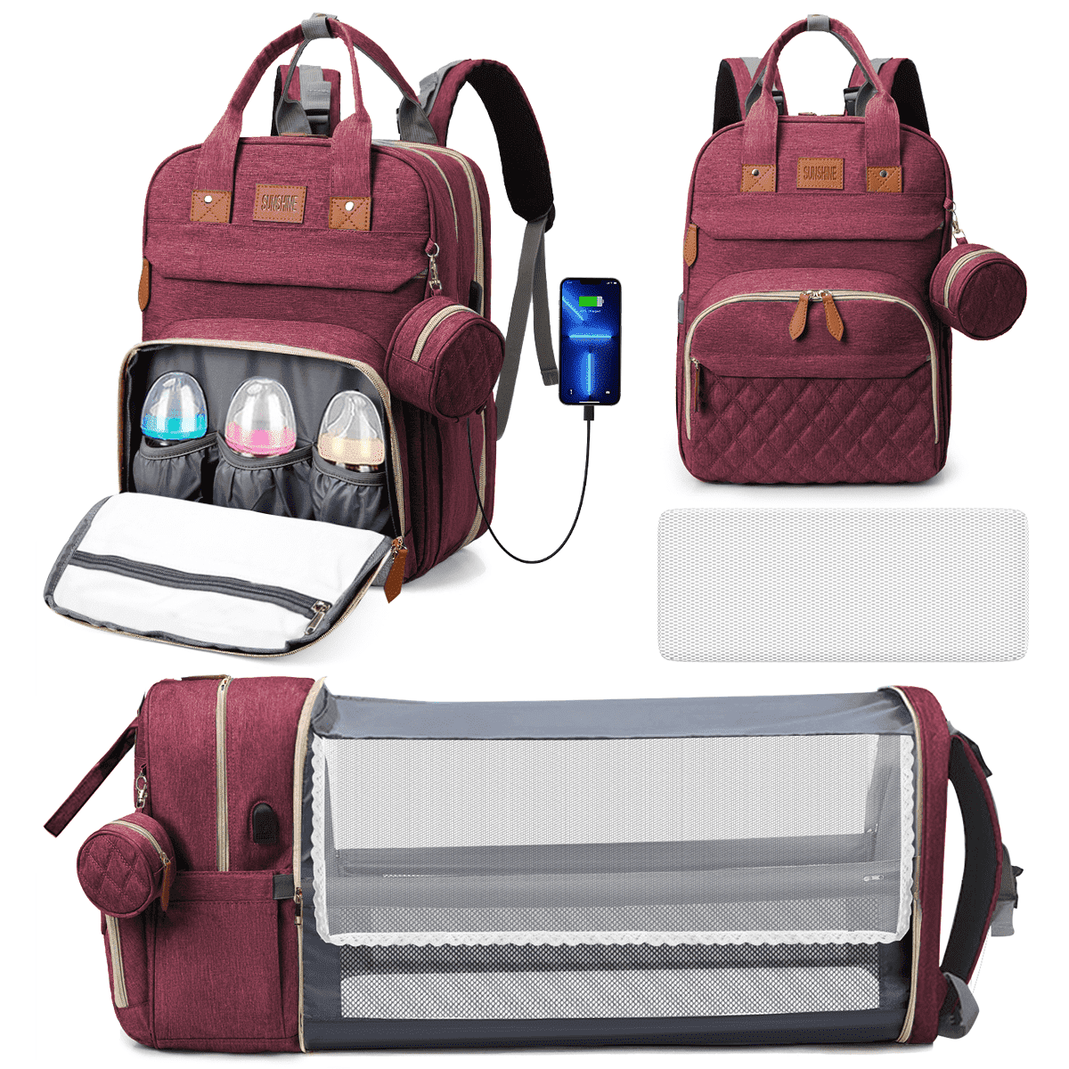 Walmart Diaper Bag Backpack with Changing Station, Large Capacity, USB ...