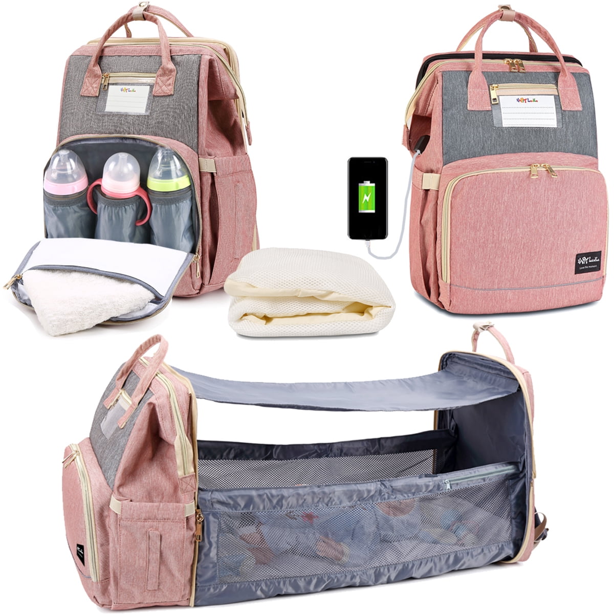 Unisex Diaper Bag Backpack with Changing Station, Insulated Pockets ...