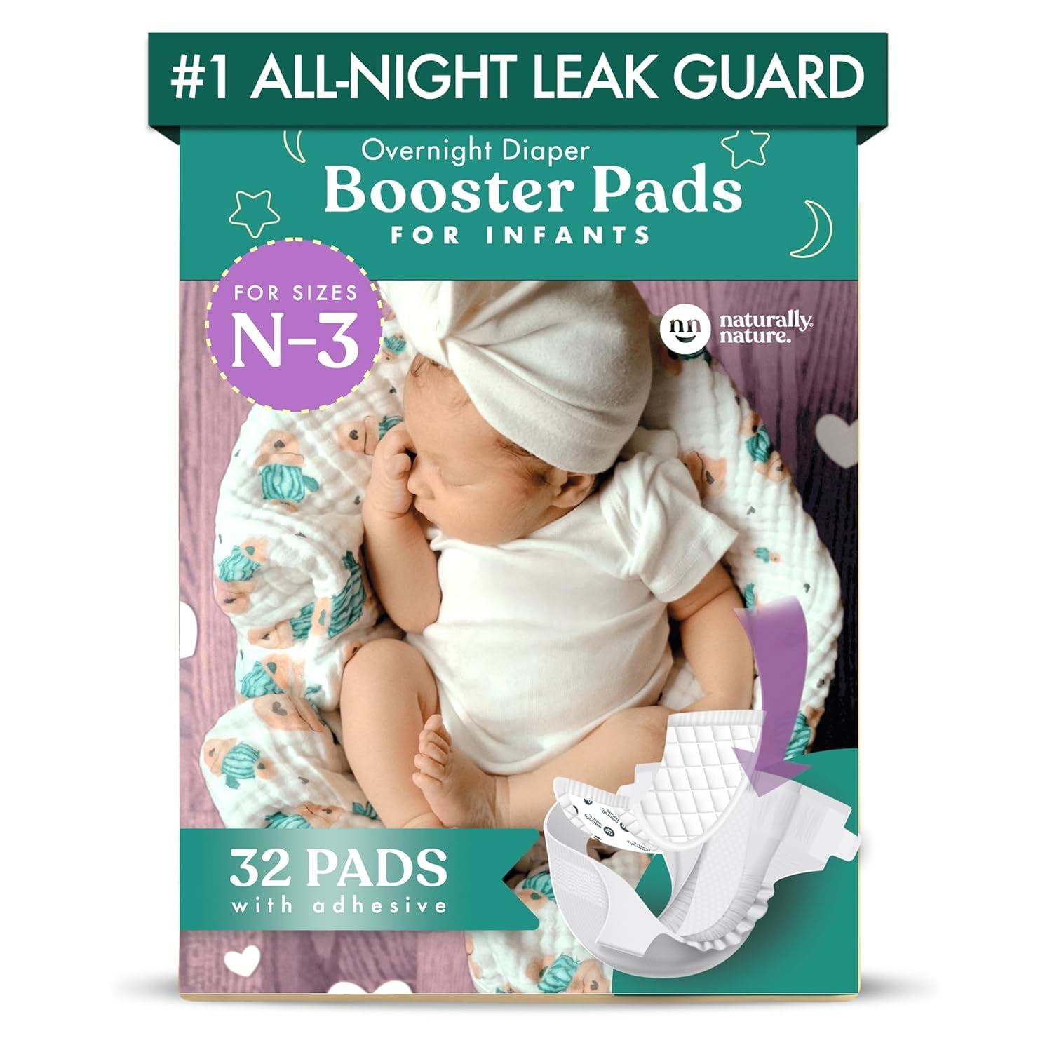 Diaper Booster Pads Stop Nighttime Leaks, Adhesive Liners for Baby ...
