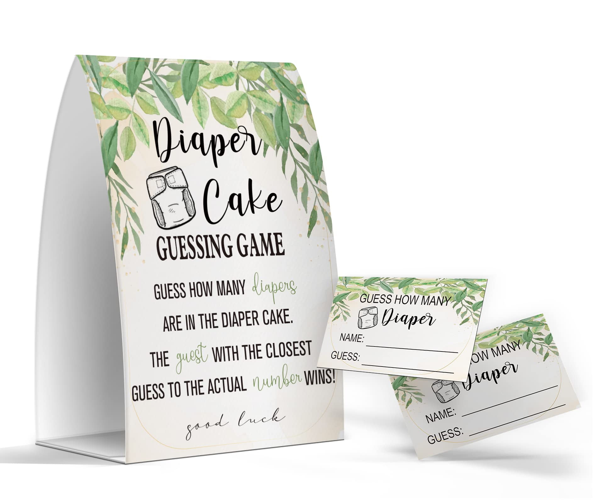 Diaper Cake Sign, Guess OIF8 How Many Diapers, Baby Shower Games, Baby ...