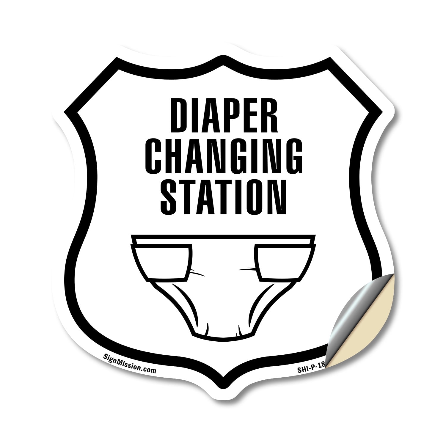 Diaper Changing Station (5 Pack) 6 inch X 6 inch Shield Shaped Heavy ...