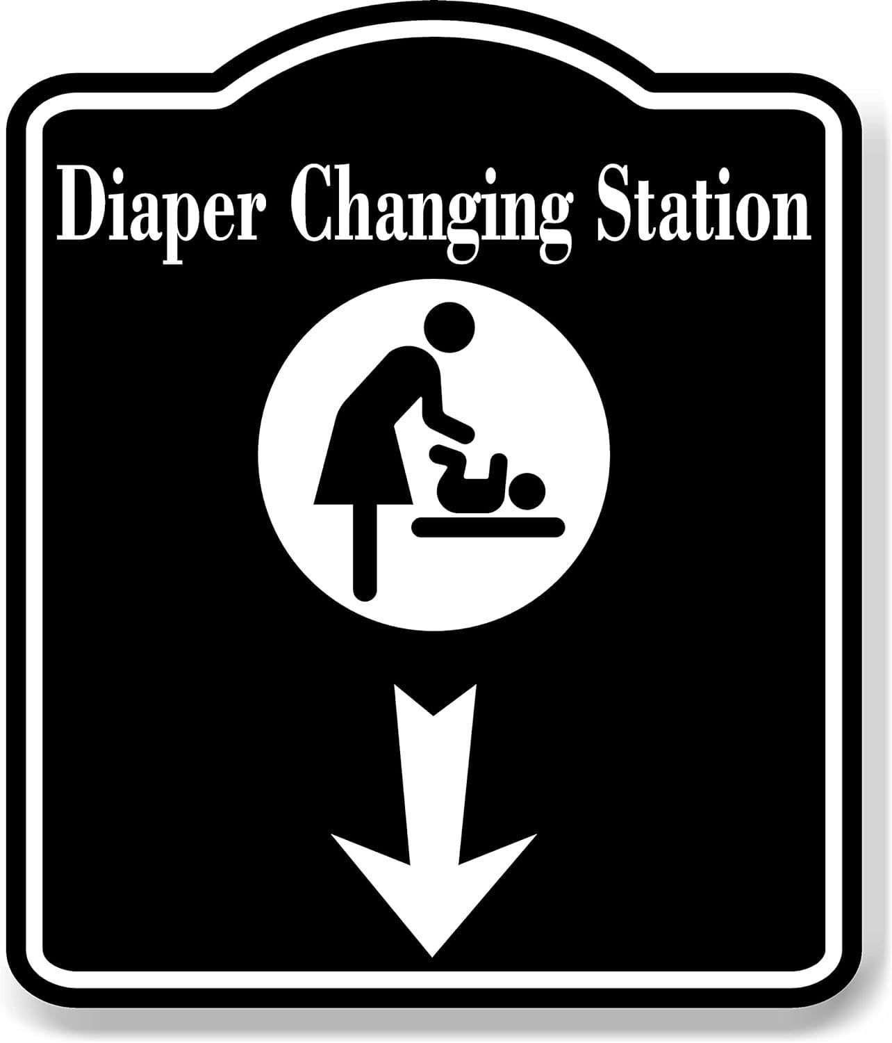 Diaper Changing Station Down Arrow BLACK Aluminum Composite Sign, 15 ...