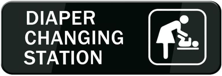 Diaper Changing Station Sign Signage White Black Plastic Acrylic With ...