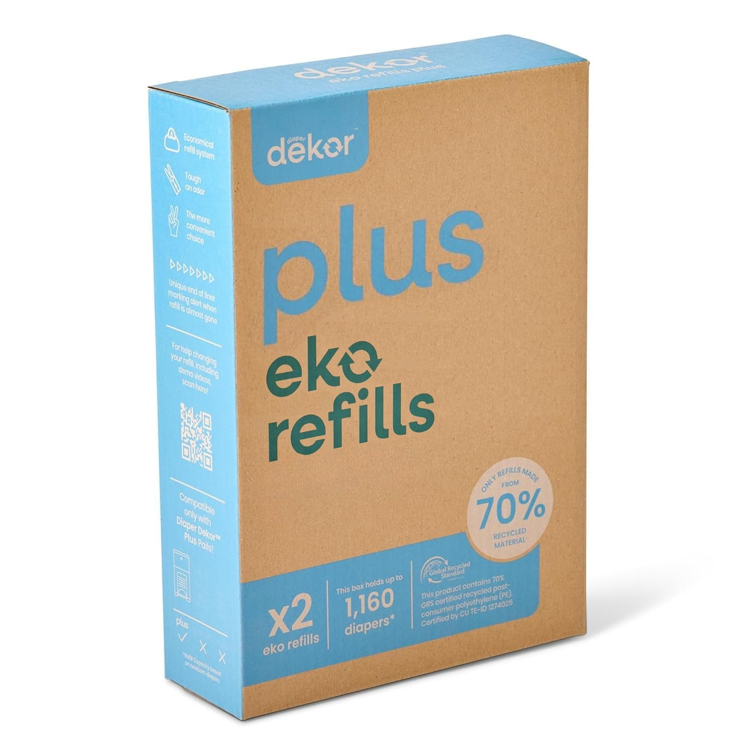 Diaper Dekor Pail Refills DHF10 for Plus Original & Eko Diaper Pails, 2 ...