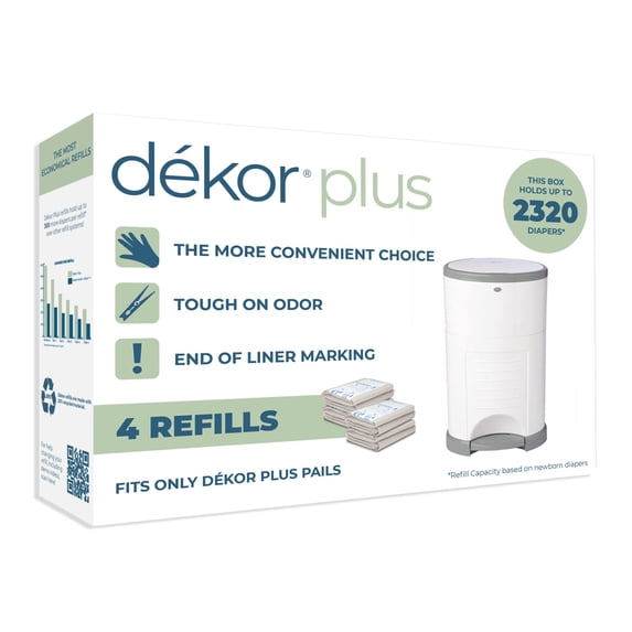 Diaper Dekor Plus Diaper Pail Refills | 4 Count | Most Economical ...