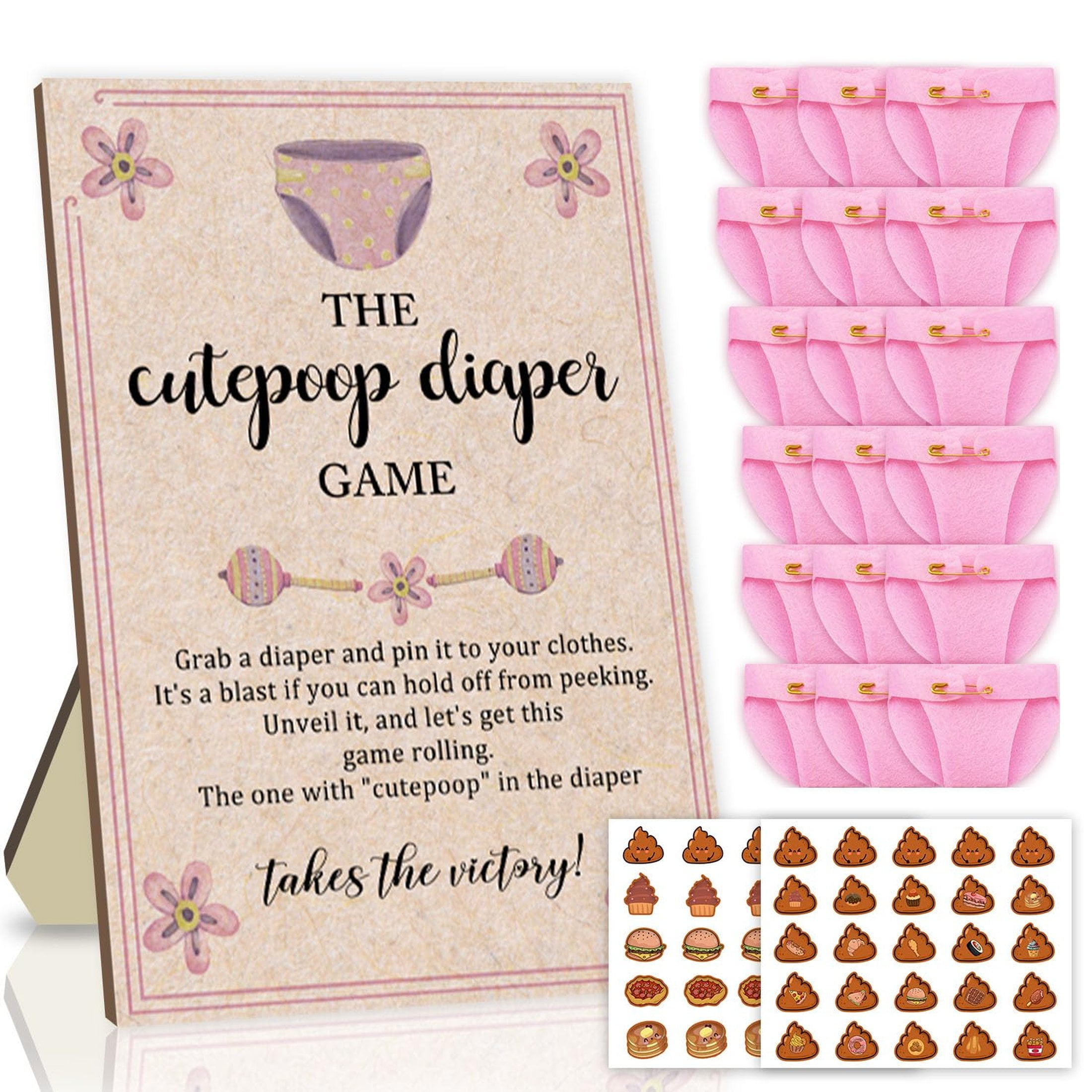 Diaper Delight Game Set for Baby Showers - Interactive Wooden Sign with ...