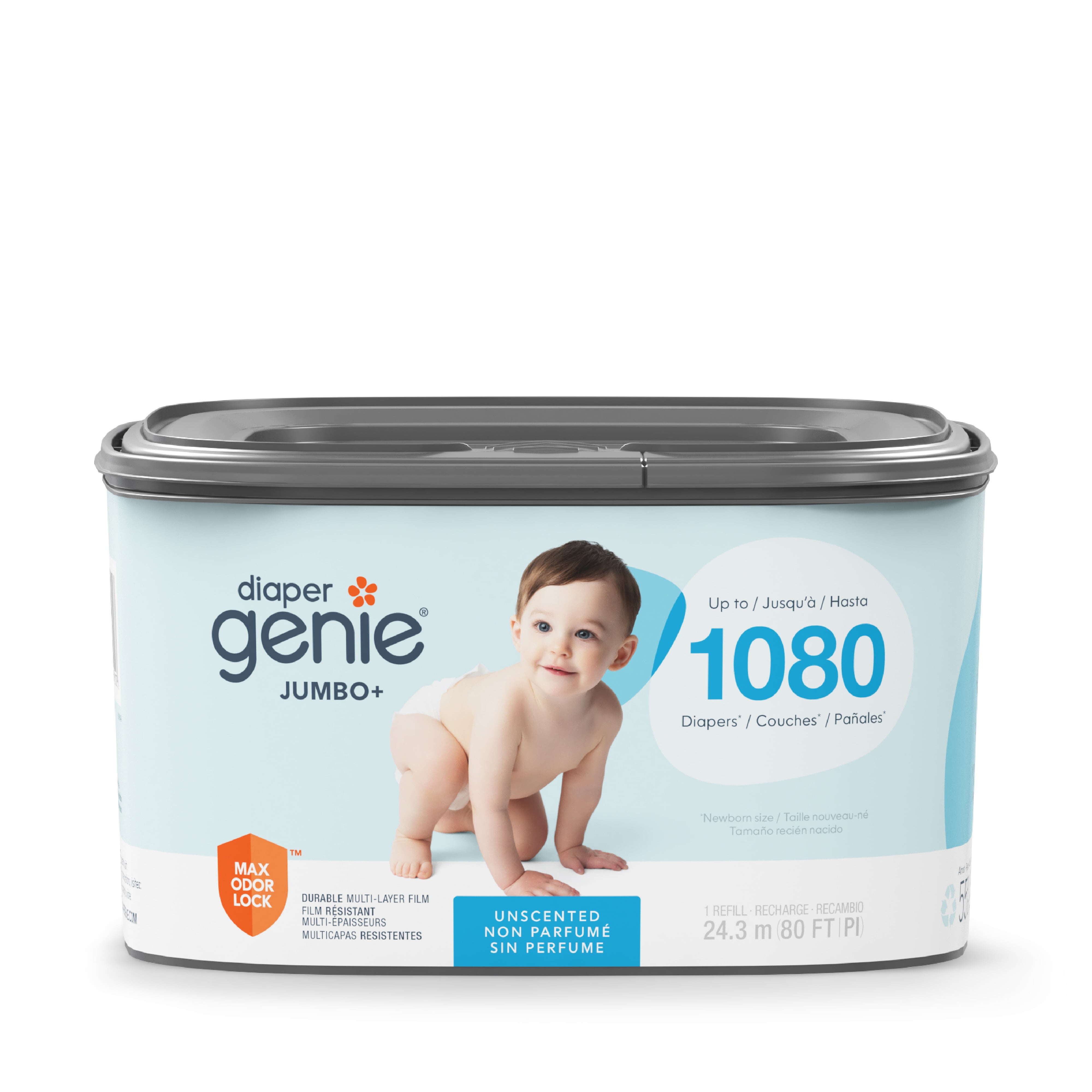 Diaper Genie Refill, Odor-Locking Barrier, Unscented, Holds Up to 1080 ...