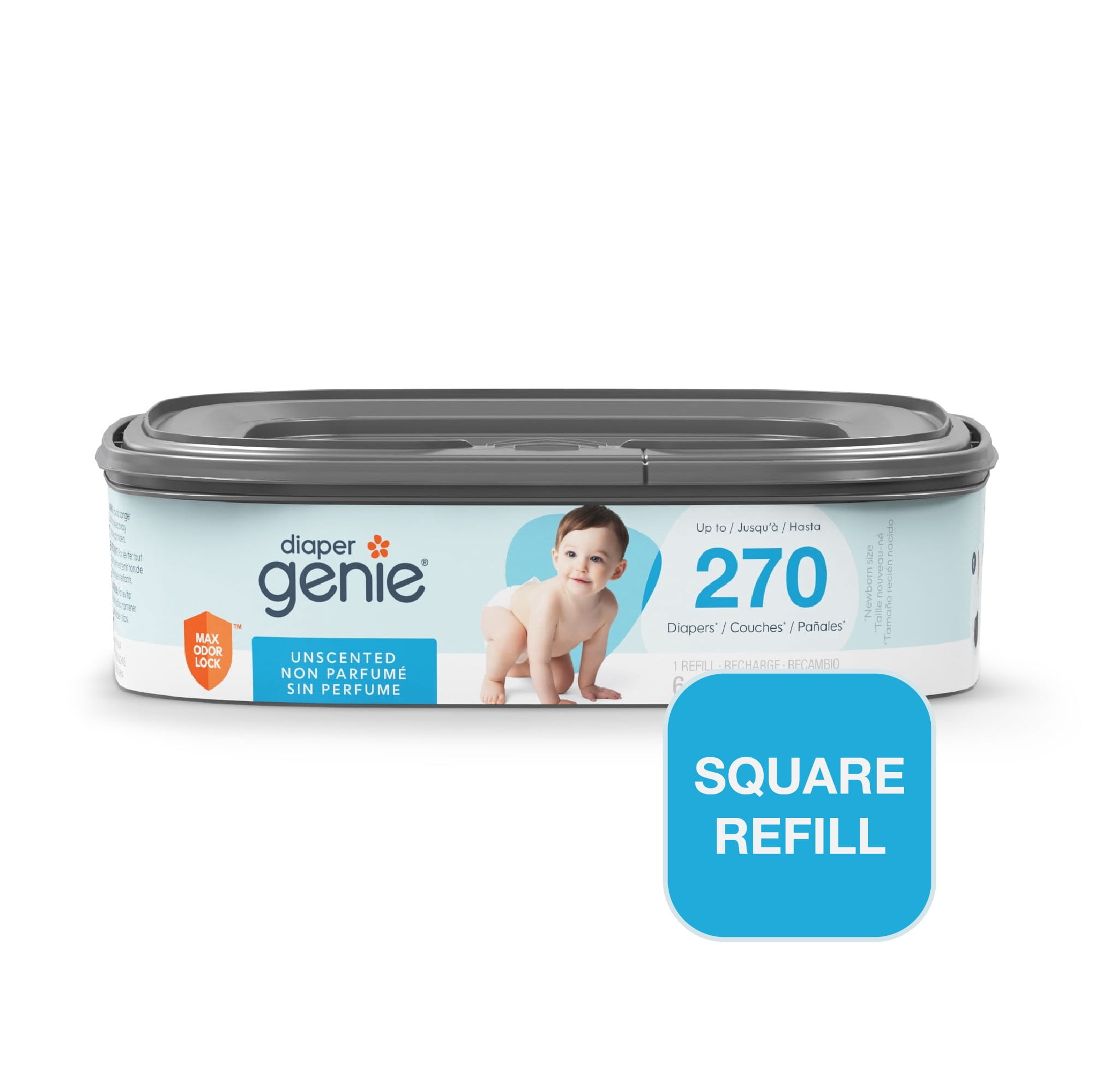 Diaper Genie Square Refill, Unscented, Holds 270 Diapers - Walmart.com